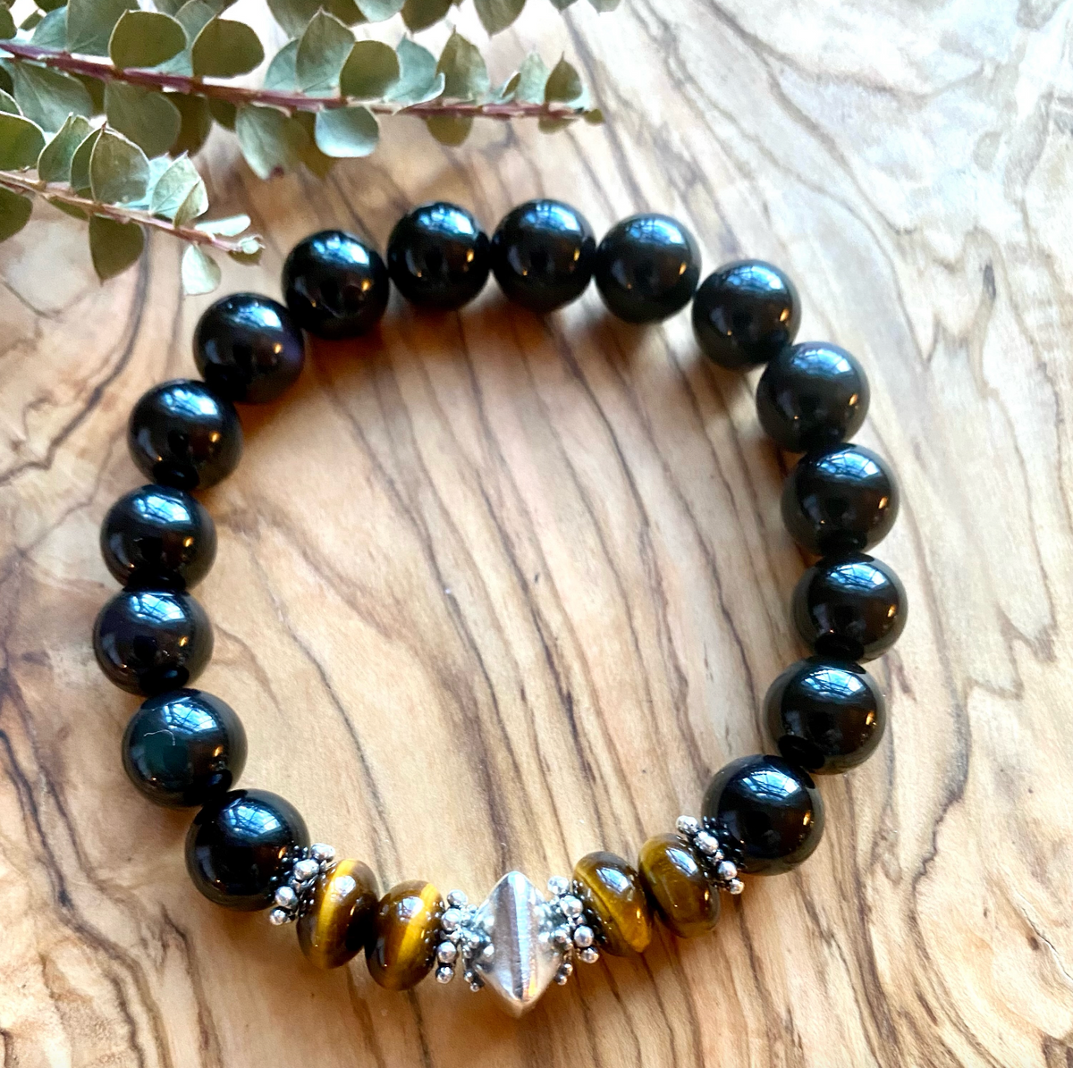 Black Tourmaline and Tiger Eye Bracelet LaSirene Designs